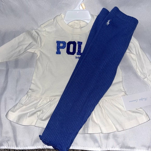 Polo Ralph Lauren | Shirts & Tops | Polo Ralph Lauren Kids Logo Jersey Top Leggings Set Infant G ...